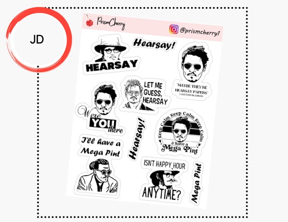Johnny Depp Sticker Sheet Mega Pint Hearsay | Etsy