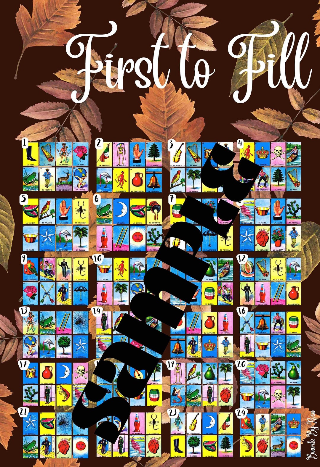 Digital Loteria Board Game Printable Mexican Bingo Card First to Fill ...
