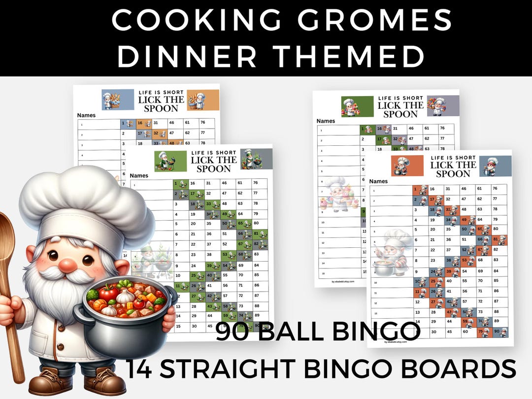 Bingo Boards - Instant Download-15 Lines -SET of 14 Cooking Kitchen ...