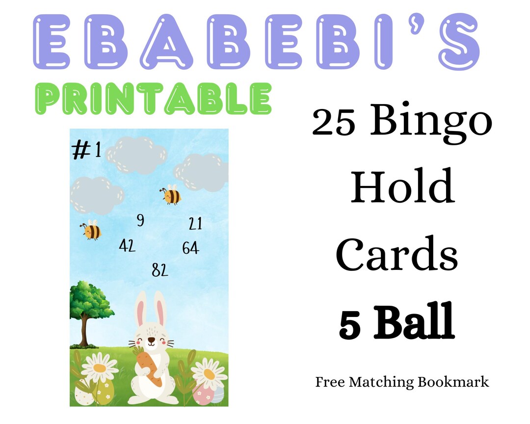 Happy Easter Bunny Bingo Hold Cards With Master and Call Sheet 1-25 ...