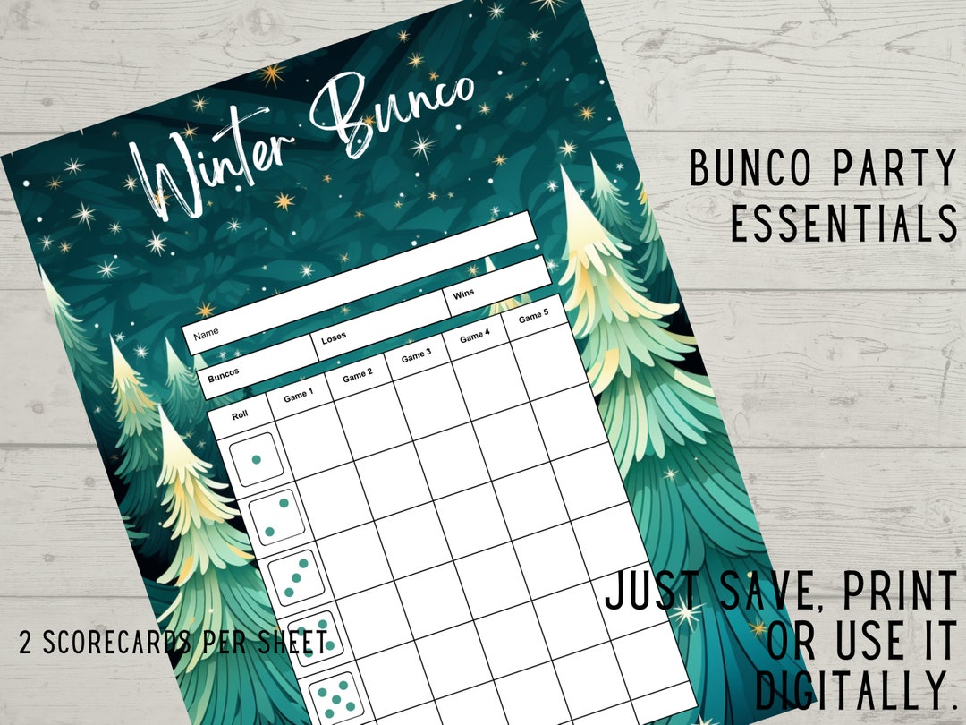 Christmas Bunco Winter Trees Snow Holiday Printable Score Sheet Card ...