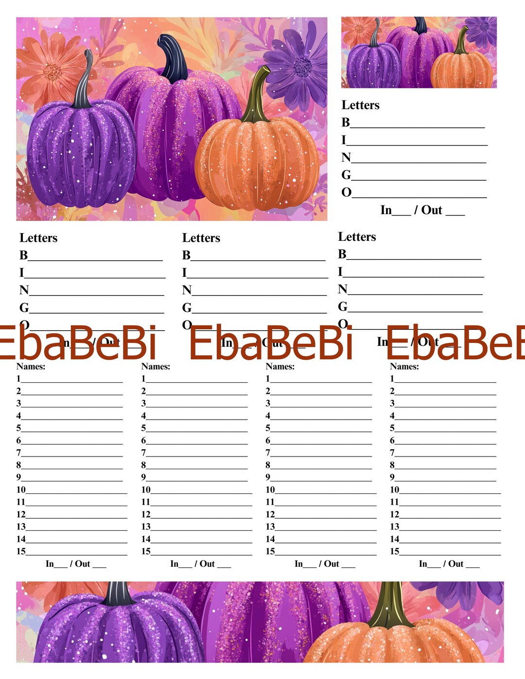 15 Line Bingo Letter Bingo Notebook Page | With 8 Printable Adult Games ...