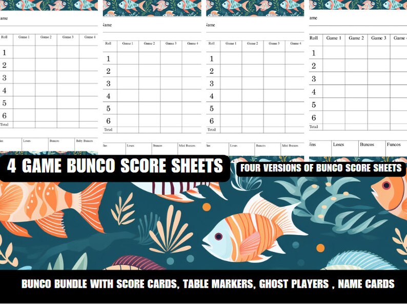 Printable Bunco 4 Games Summer Bridal Spring Bachelorette - Etsy