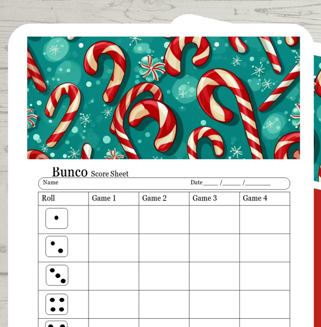 Winter Candy Cane Bunco Printable Game Set - Perfect for Small Party ...