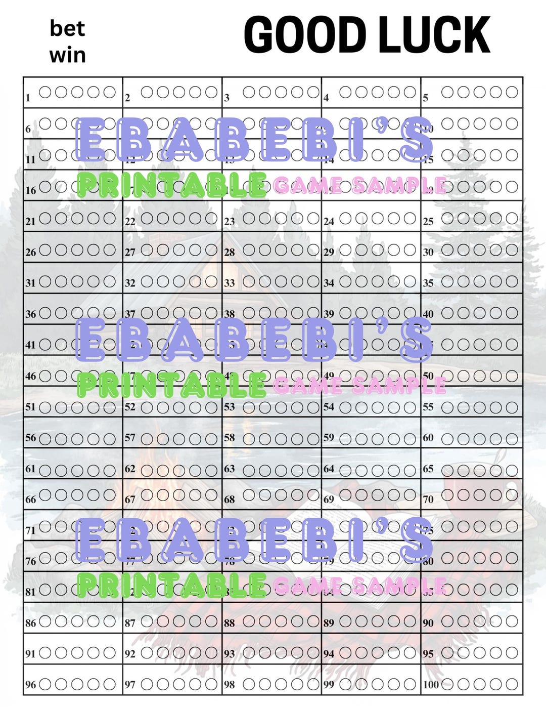 100 Ball Bingo Alternative Hit 5 Printable Game Party Family Online ...