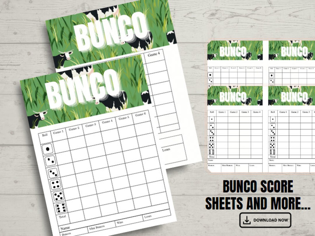 Cows Bunco Score Sheets Set for Ultimate Game Night Bridal Baby Shower ...