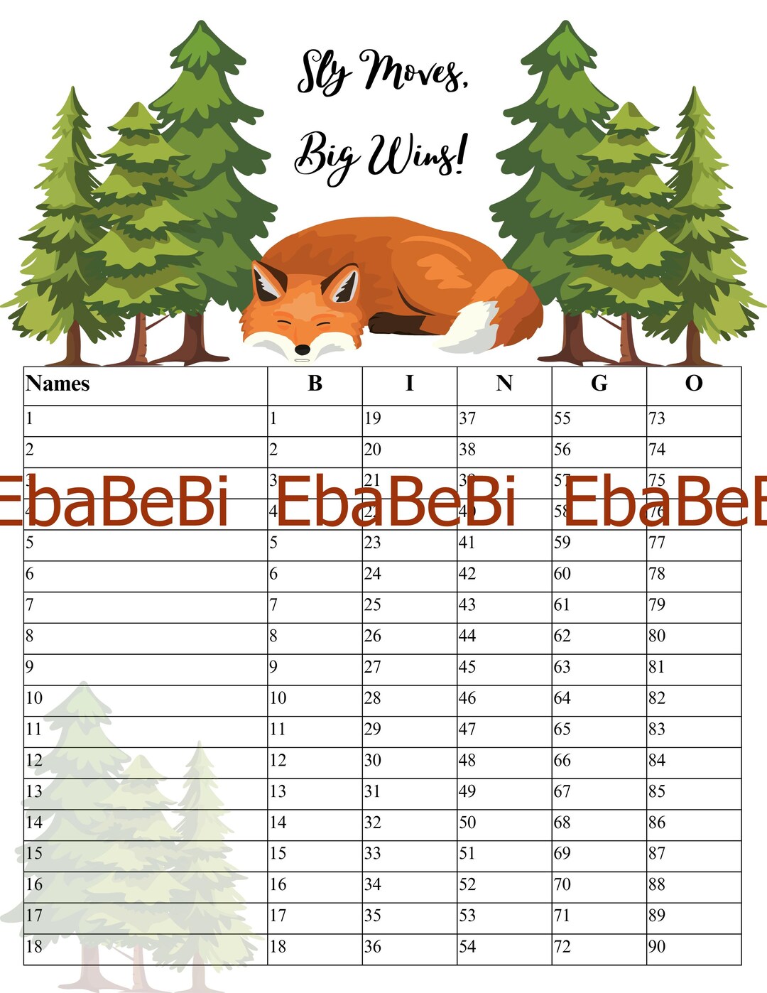 Bingo Boards - Instant Download -bingo Cards 18 Line Bingo 90 Balls ...