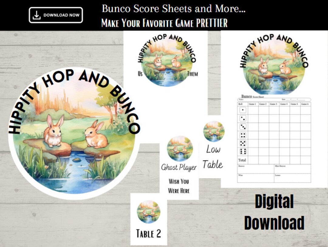Bunnies Spring Easter Printable Bunco Score Sheets With Ghost Player ...