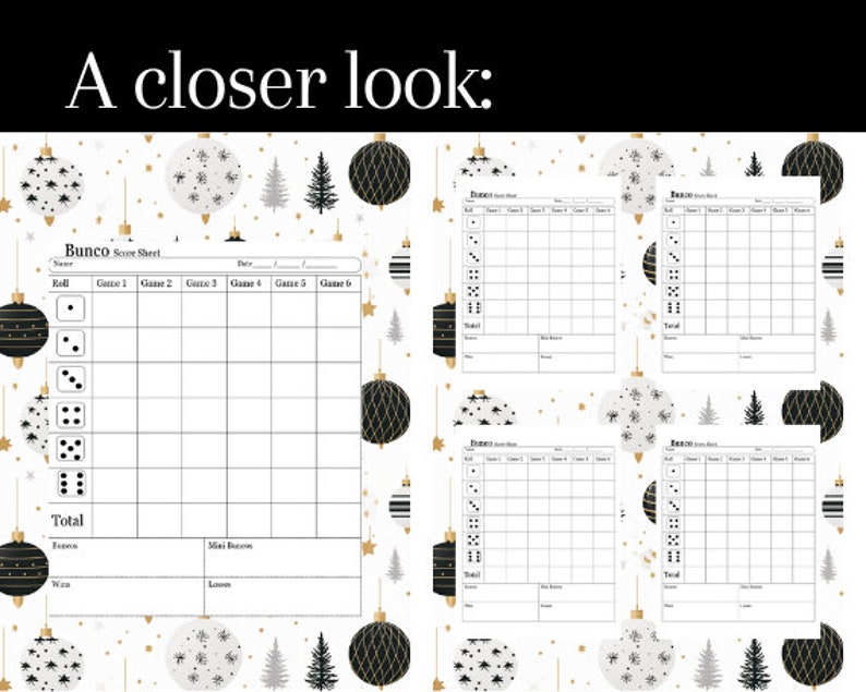 White Christmas Themed Bunco Score Sheets Table Numbers Fundraising ...