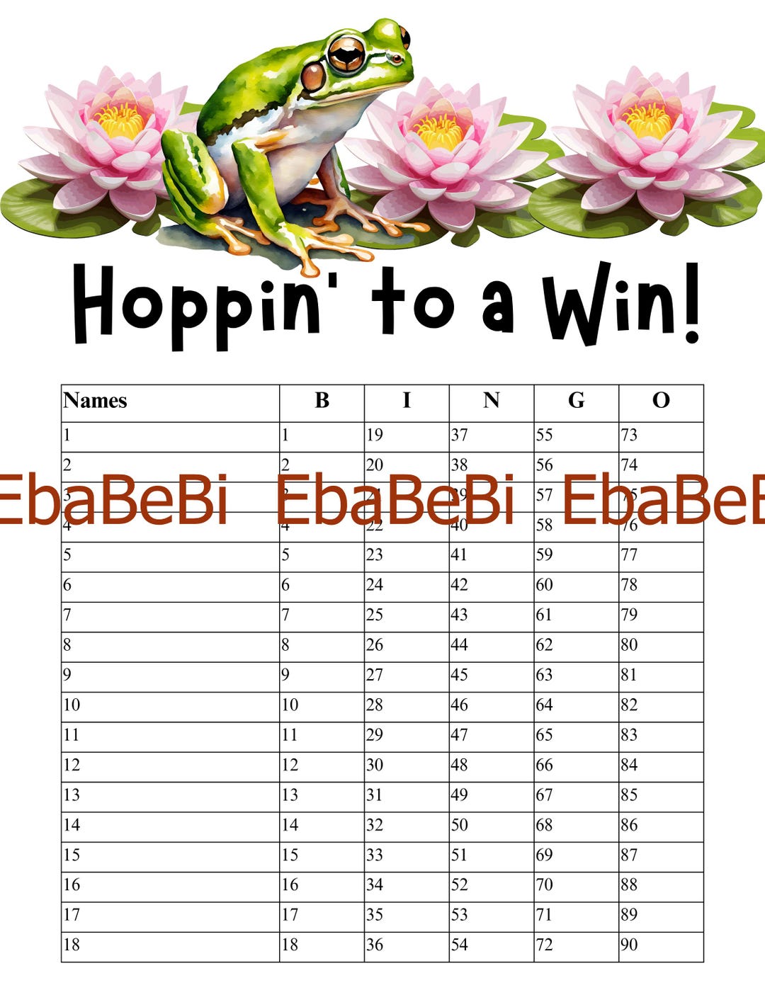 Bingo Boards - Instant Download -bingo Cards 18 Line Bingo 90 Balls ...