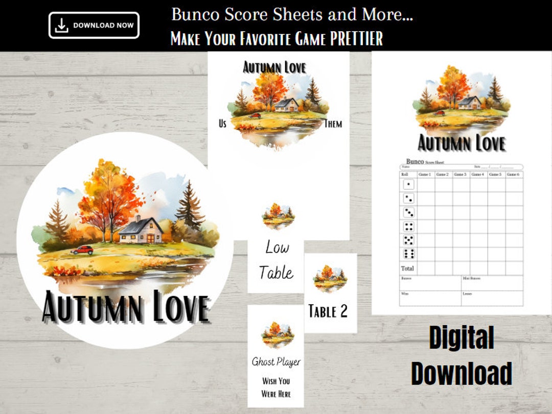 Autumn Leaves Thanksgiving Fall November Forest Printable Bunco Score ...