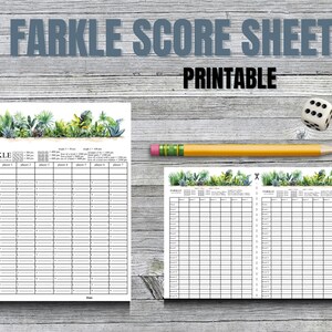 Farkle Score Sheet Printable – Cute Dice Game Scorecard for Family Game ...