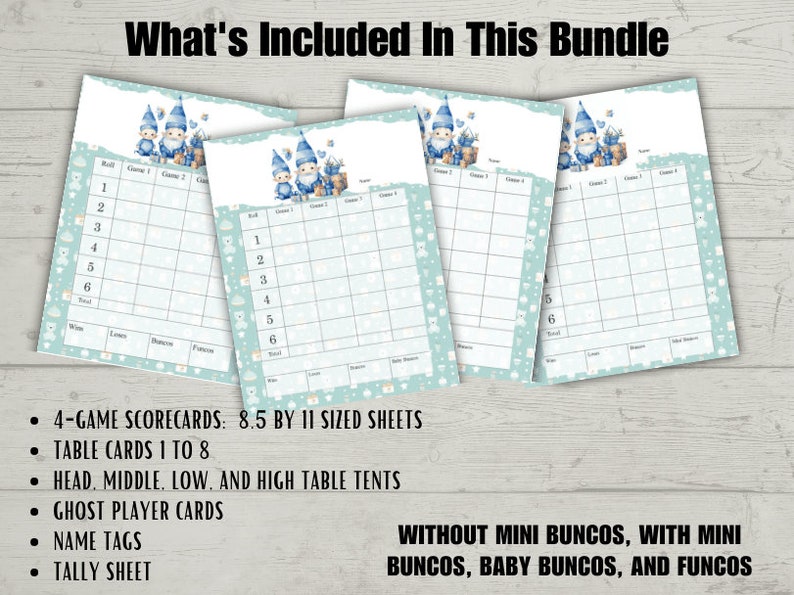 Gnomes Baby Boy Printable Bundle Mom to Be Party Parents Bunco 4 Games ...