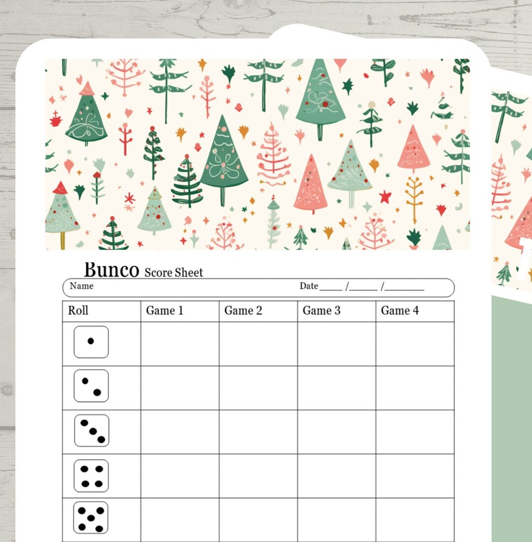 Pastel Christmas Tree Bunco Printable Game Set -perfect for Small Party ...