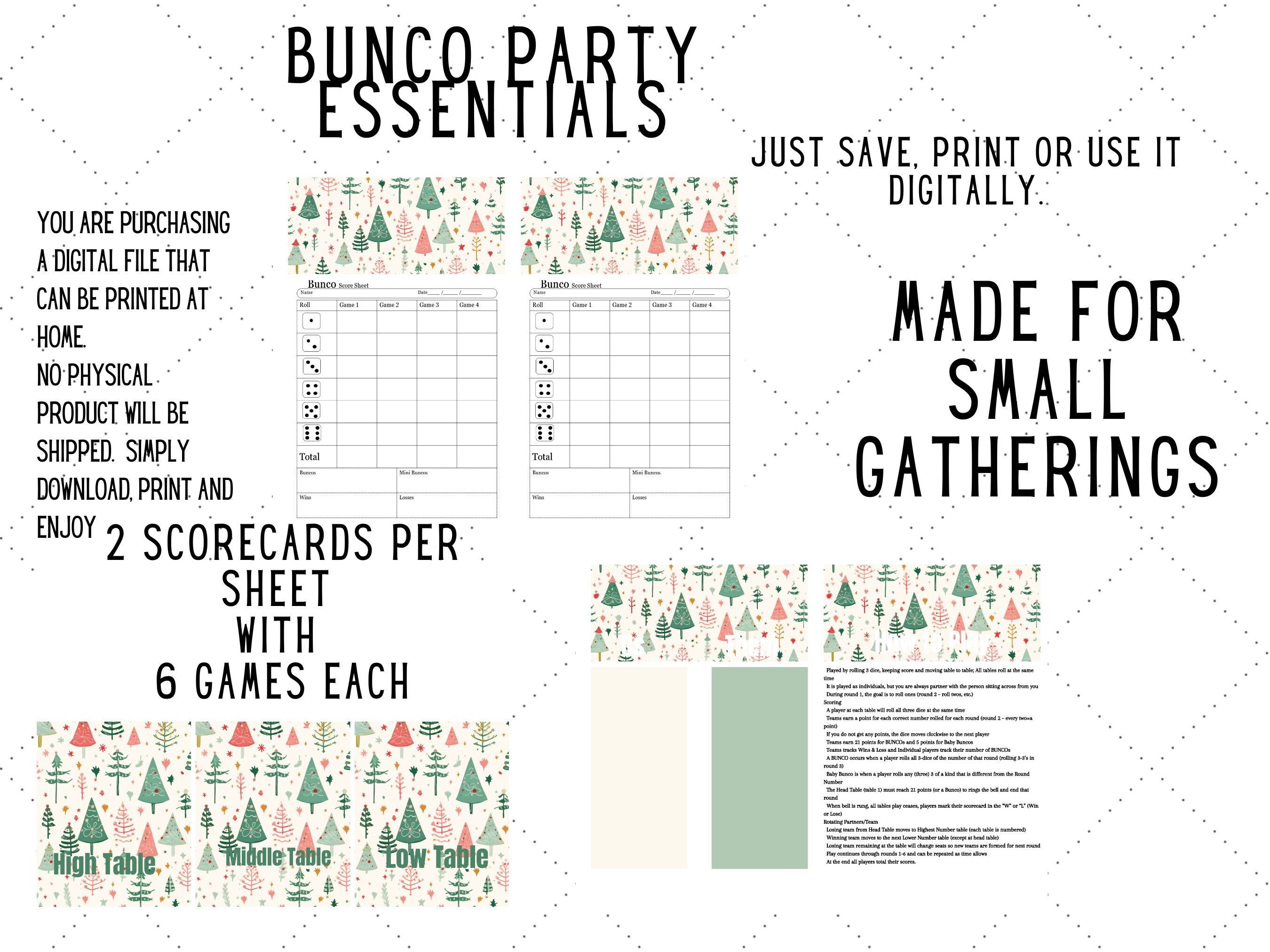 Pastel Christmas Tree Bunco Printable Game Set perfect for - Etsy