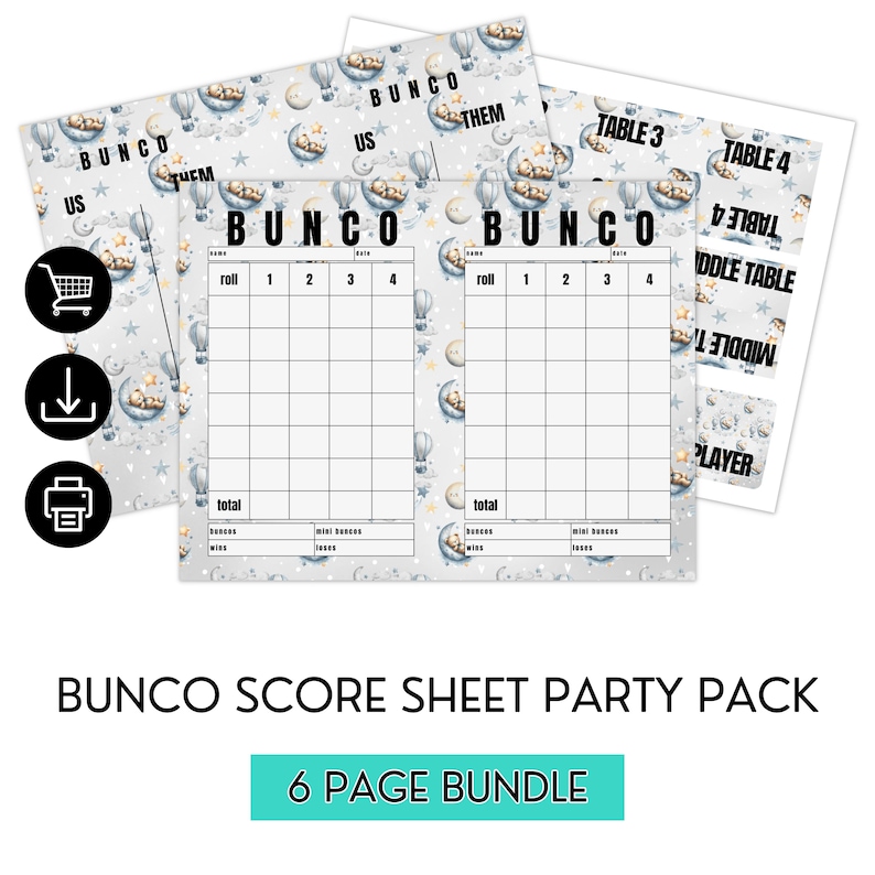 Bunco Scorecard Sheet 4 Games Printable Digital Download Party Tally ...