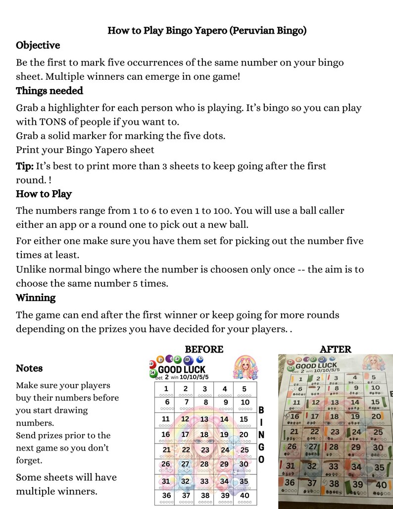 Hit Five Bingo- Bingo Yapero - English - Easy Printable Game Host ...