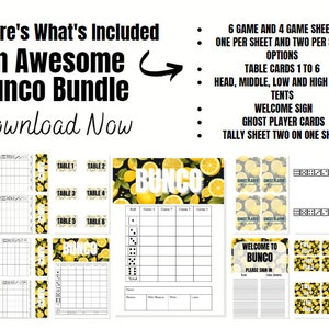 Lemon Spring Summer Printable Bunco Score Sheets Set for Ultimate Game ...