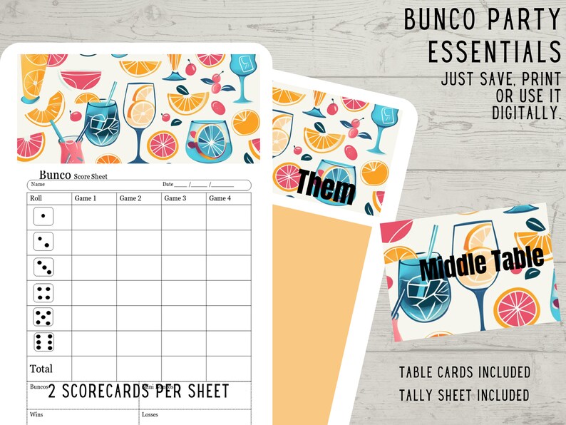 Summer Bunco Cocktail Drinking Adult Women Beach Bunko Party Essentials ...