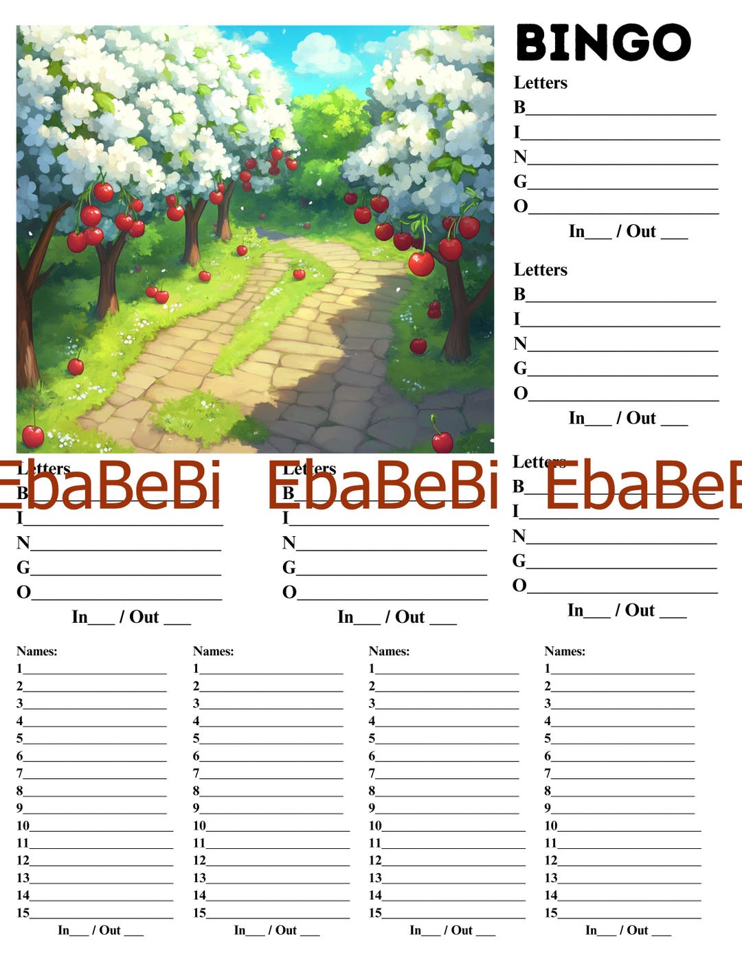 15 Line Bingo Letter Bingo Notebook Page | With 9 Printable Adult Games ...