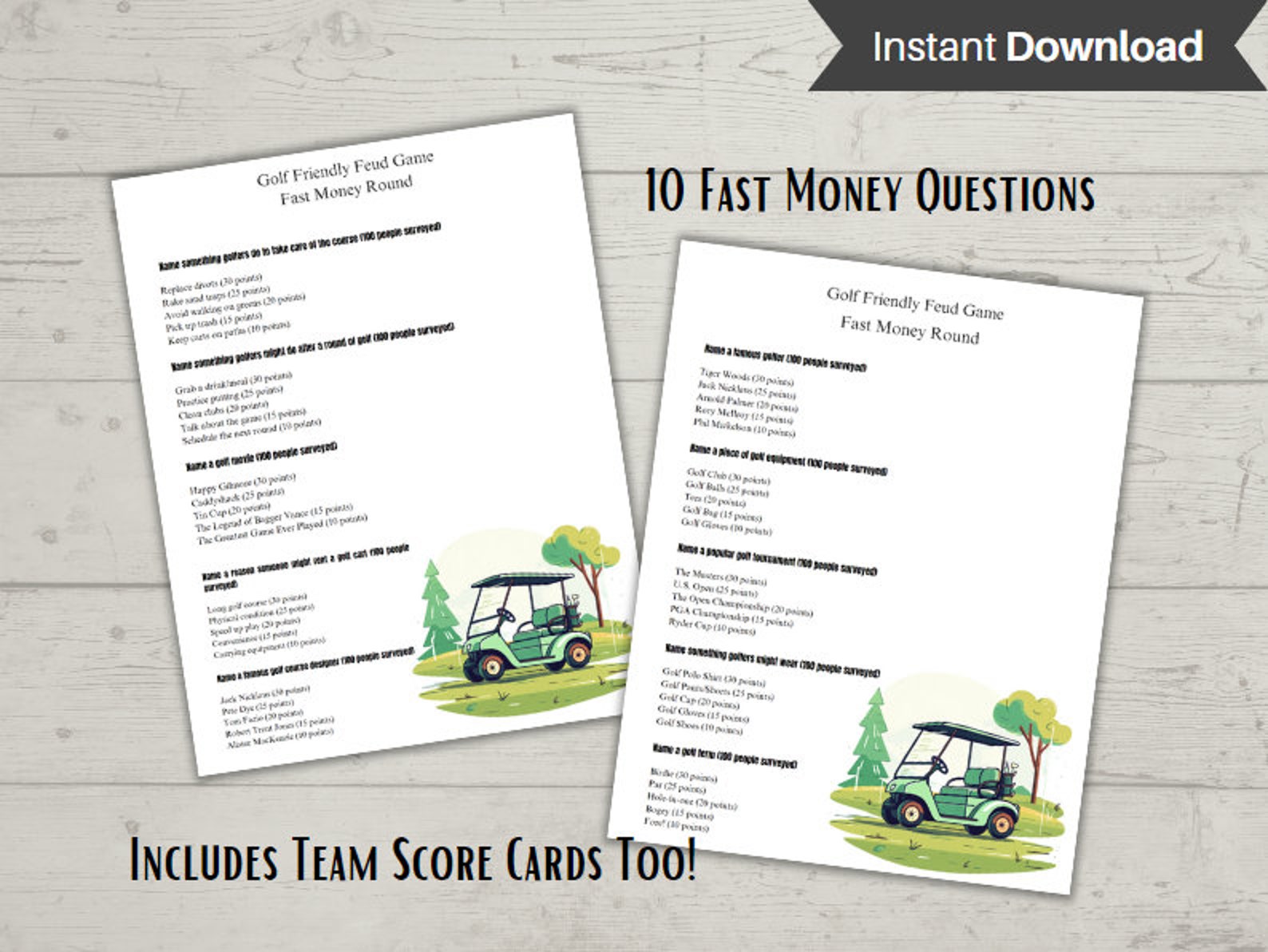 Printable Golf Lover Golfing Men Hobby Themed Father's Day Style Trivia ...