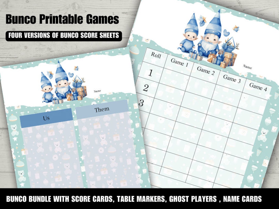 Gnomes Baby Boy Printable Bundle Mom to Be Party Parents Bunco 4 Games ...
