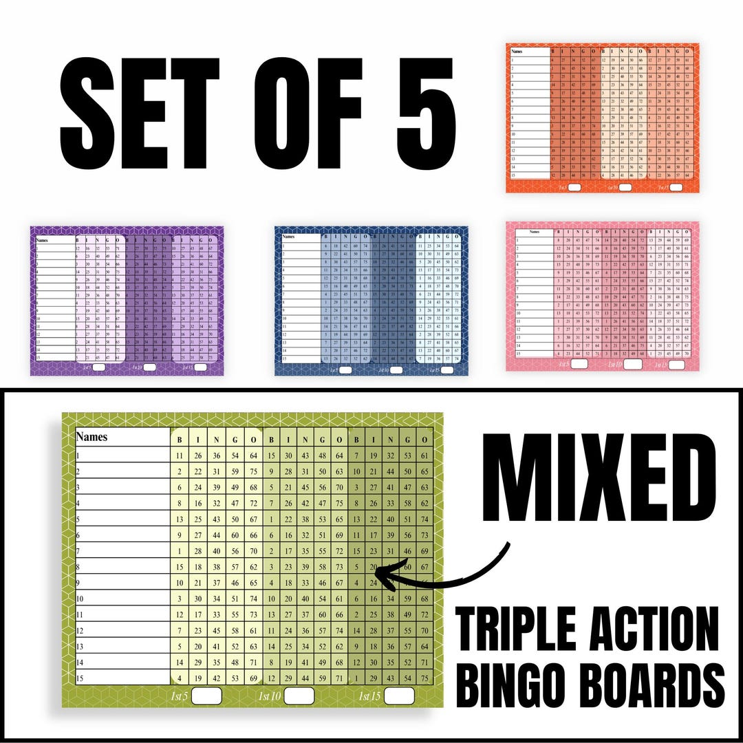 Triple Board 1-15 Line Bingo Board, 1-75 Balls Mixed (BINGO Triple ...