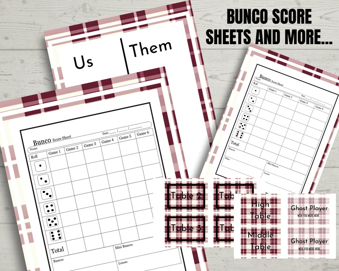 Generic Bunco Scorecard Bundle Perfect for Parties & Social Events ...