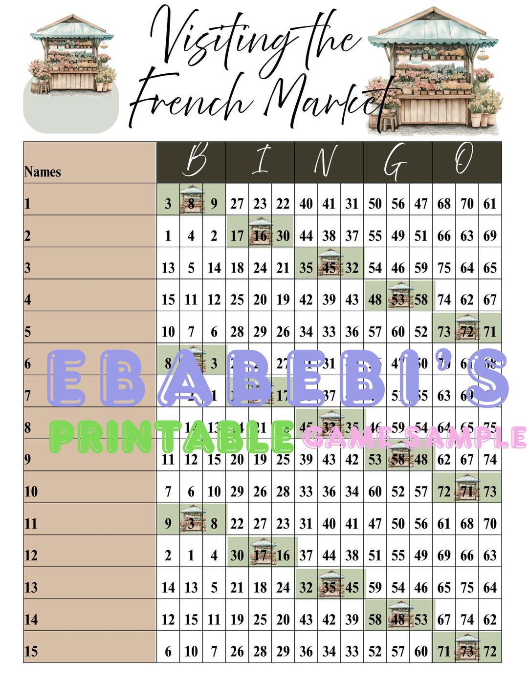 Triple Bingo for Facebook Sheet 75 Ball 15 Line Mixed Digital ...