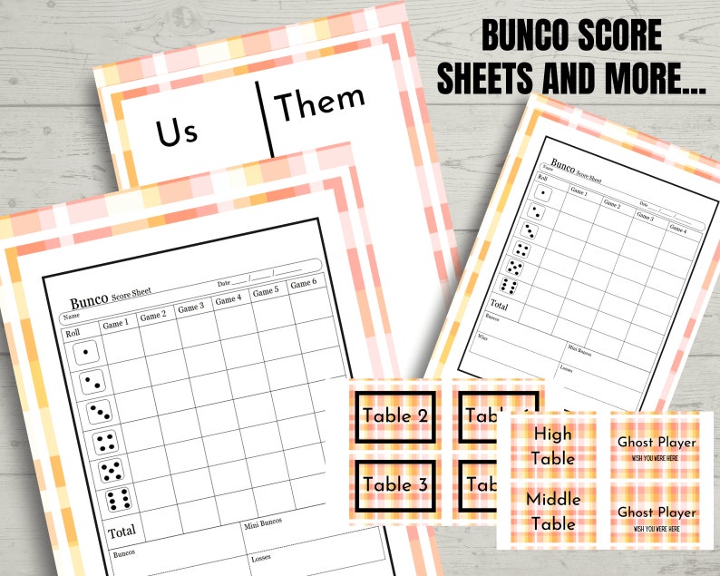 Generic Bunco Scorecard Bundle Perfect for Parties & Social Events ...