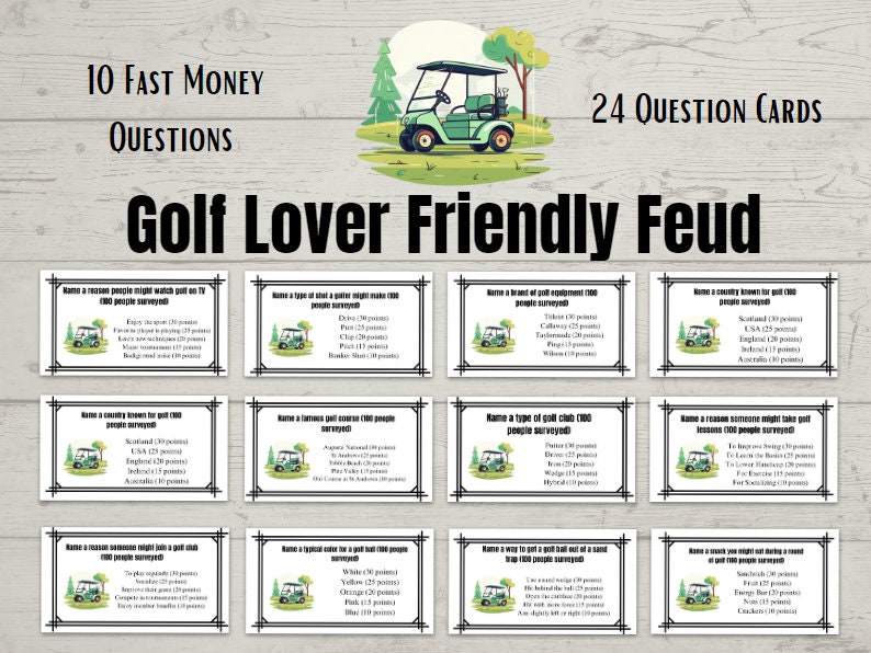 Printable Golf Lover Golfing Men Hobby Themed Father's Day Style Trivia ...