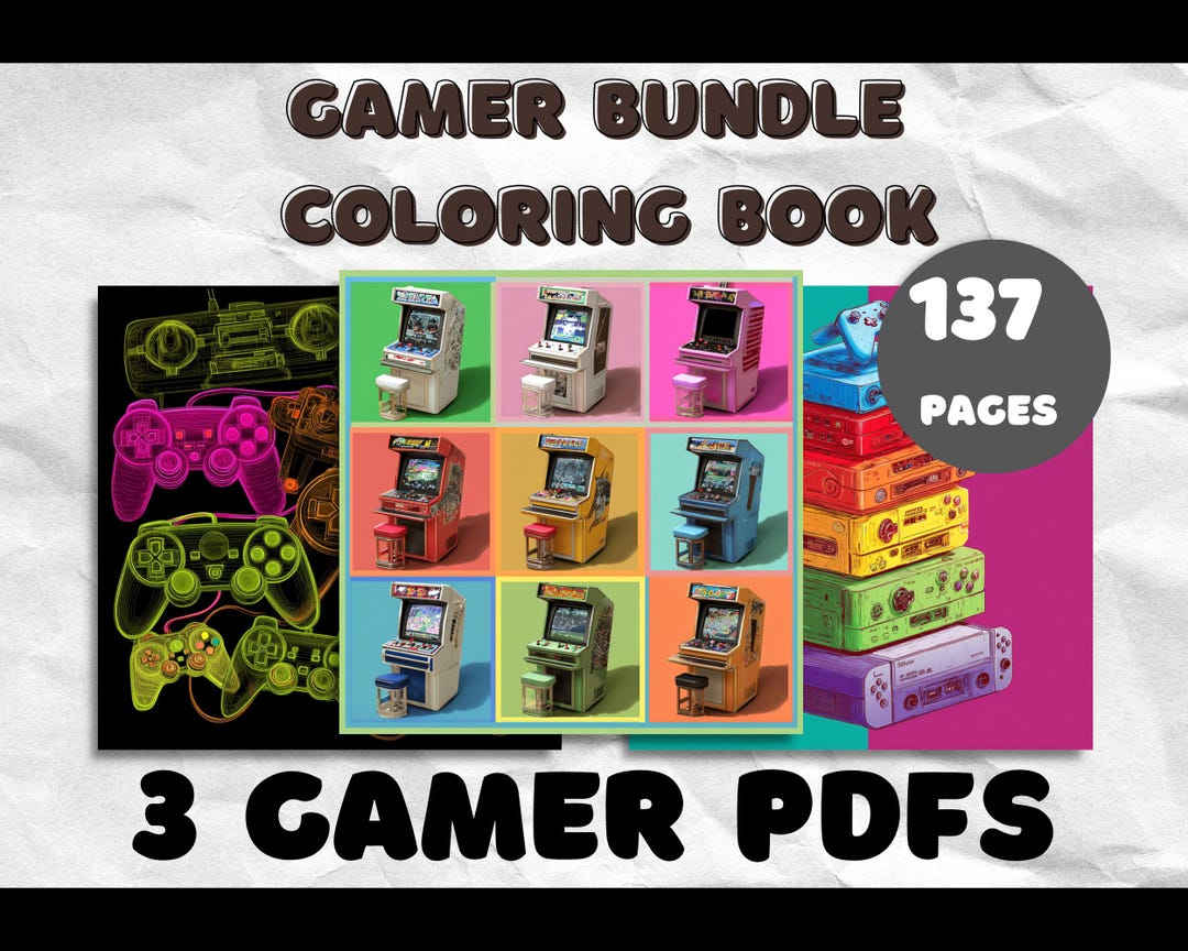 Gamer Coloring MEGA Bundle – Arcade + Controllers + Consoles (137 Pages ...