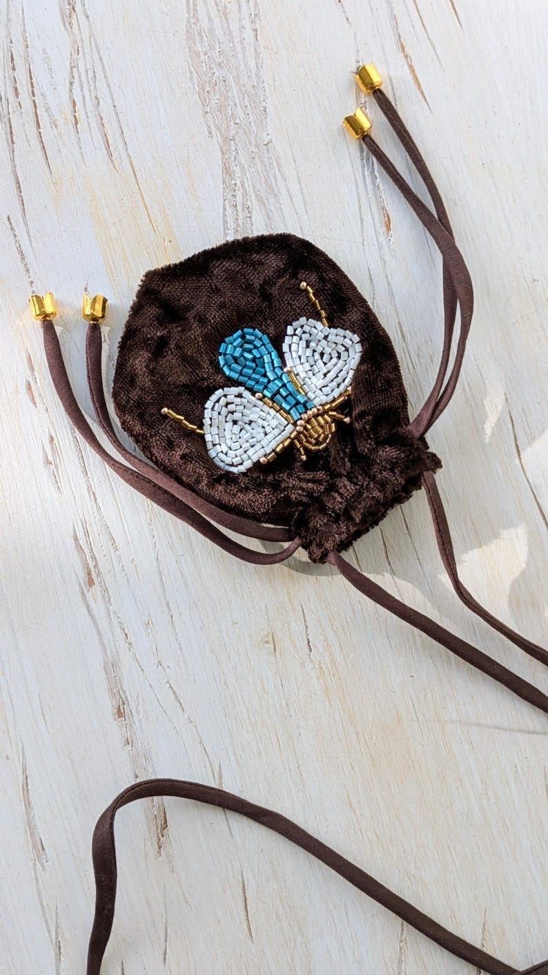 Crystal Carrier Pouch Necklace - Bohemian Velvet Amulet Bag, Healing ...