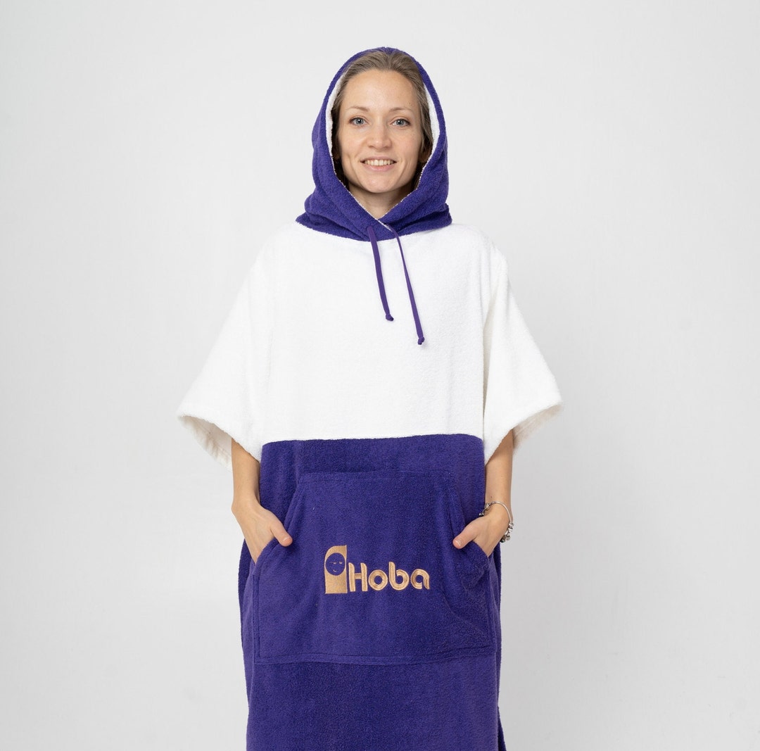 Surf Beach Poncho With Sleeves, Towel Poncho, Long Cotton Terry ...