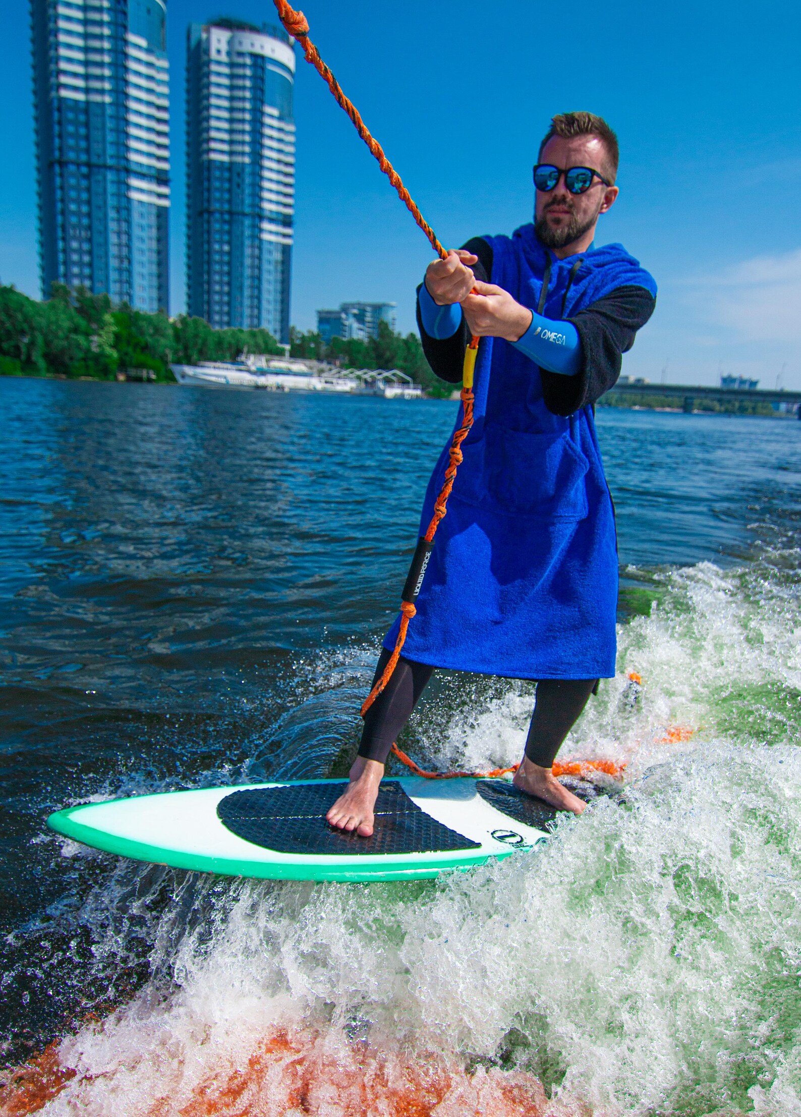 Surf Towel, Men Robe, Changing Robe, Blue and Black Surf Poncho, ,swim ...