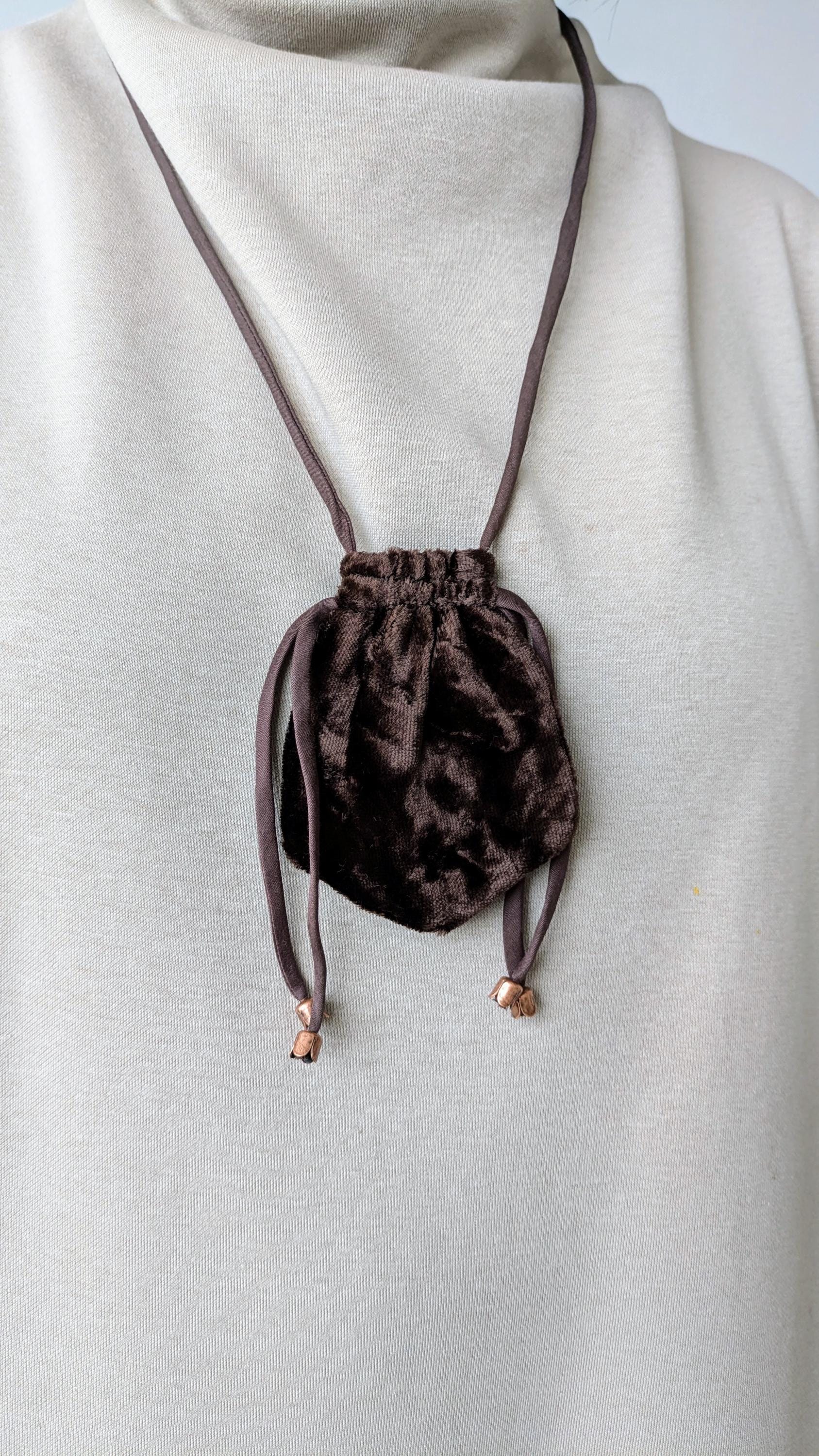 Boho Velvet Necklace Crystal Pouch - Healing Energy Amulet Bag ...