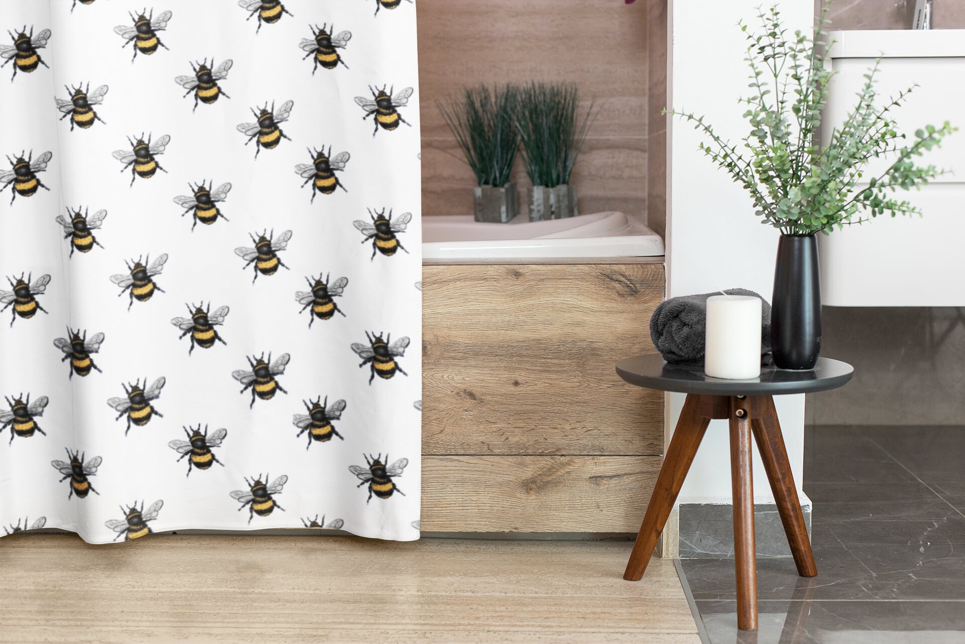 Shower Curtain Shower Curtains Bee Bathroom Decor Bath - Etsy