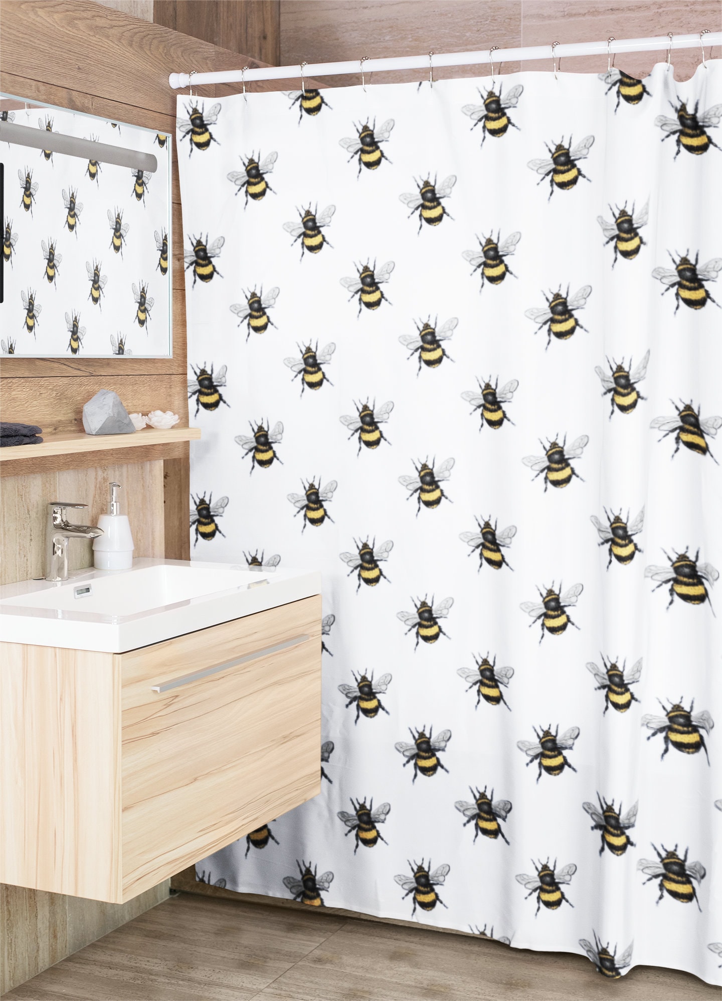 Shower Curtain Shower Curtains Bee Bathroom Decor Bath - Etsy