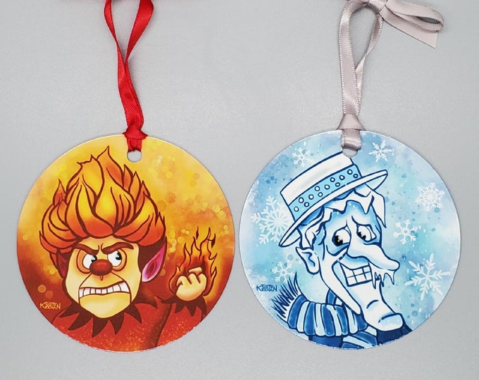 Heat and Snow Misers Inspired Original Illustration 3.5" Two-sided Flat ...