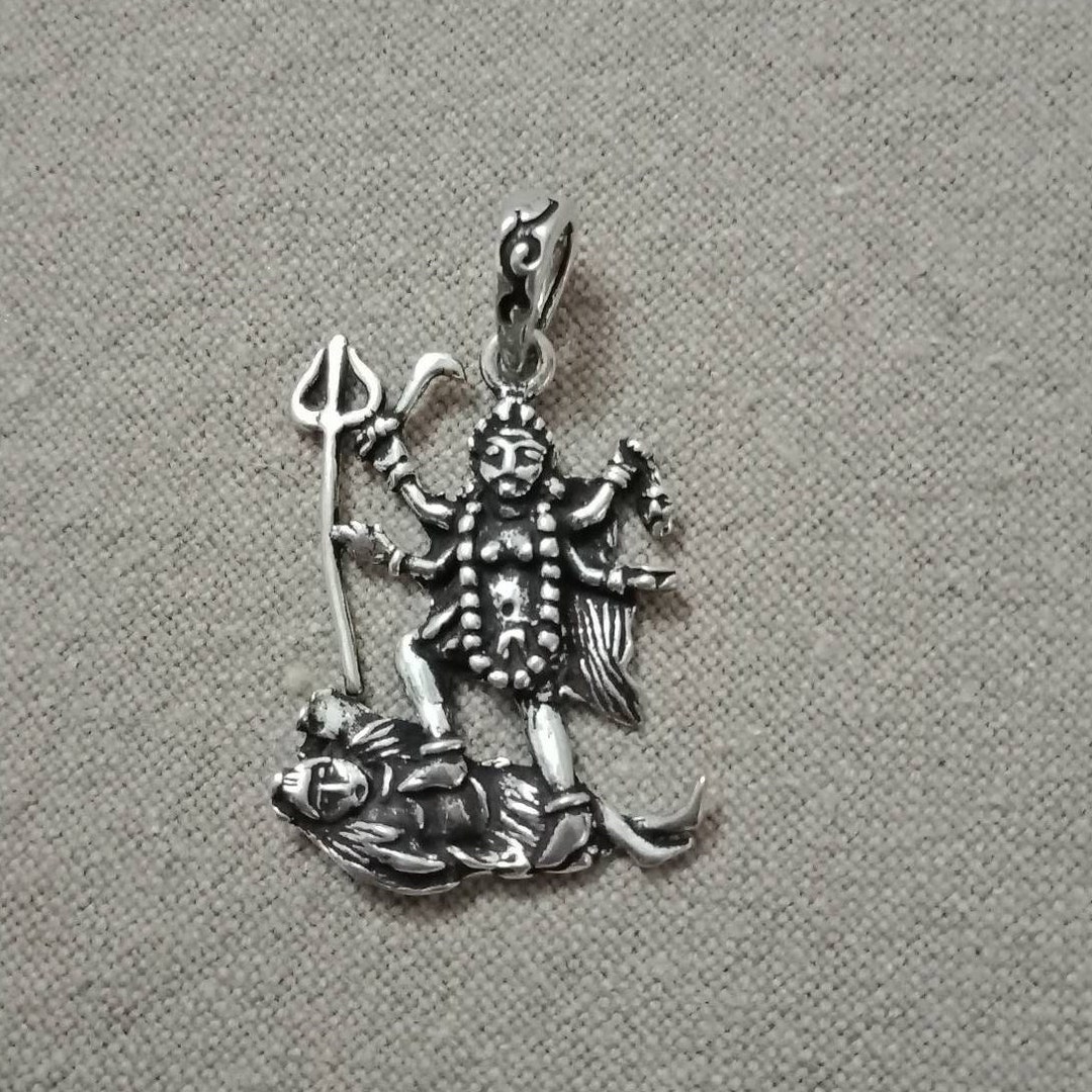 Kali Pendant Kali On Shiva Pendant Sterling Silver Kali Etsy