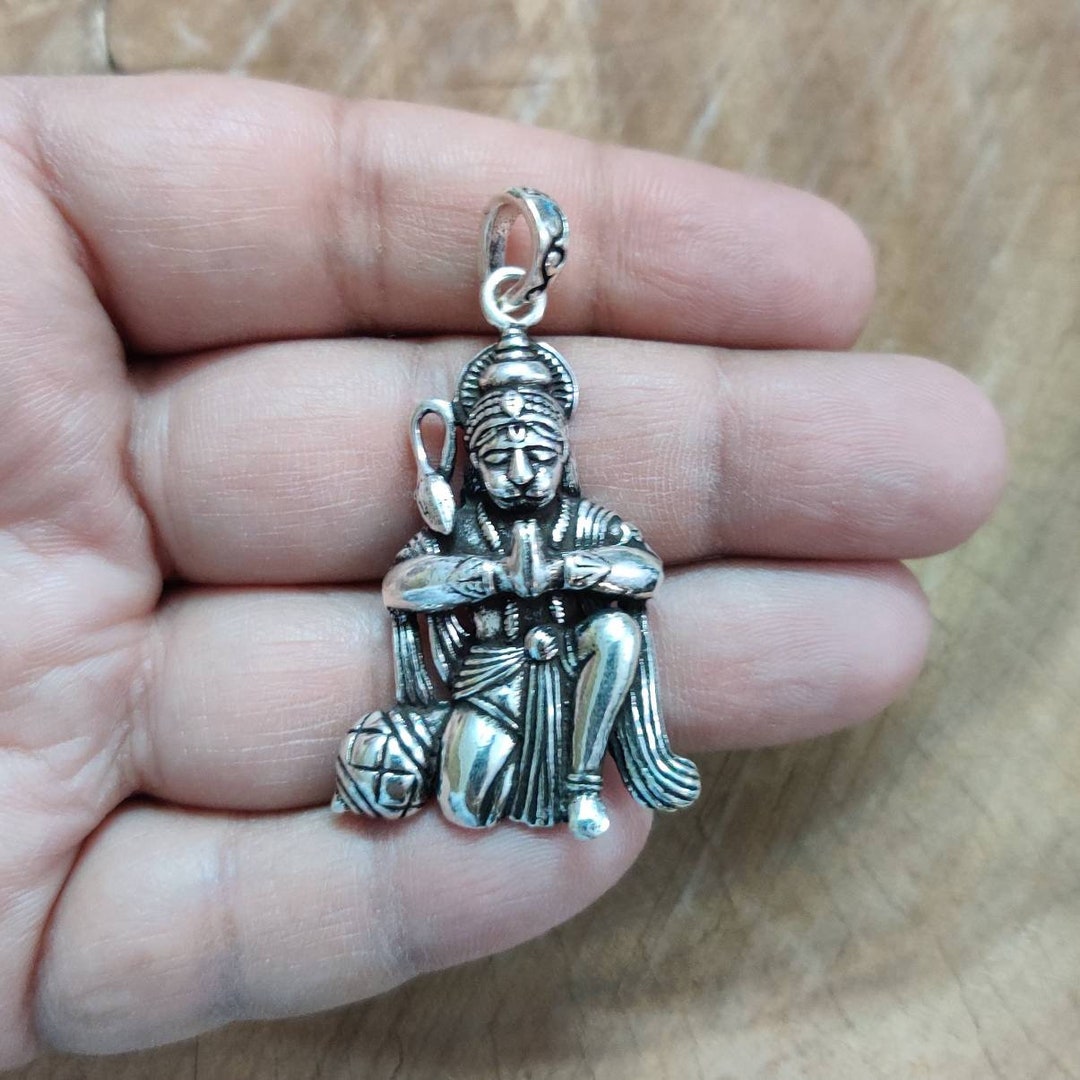 Hanuman Pendant, Sterling Silver, Rama Devotee, 925, Vanara God, Hindu ...