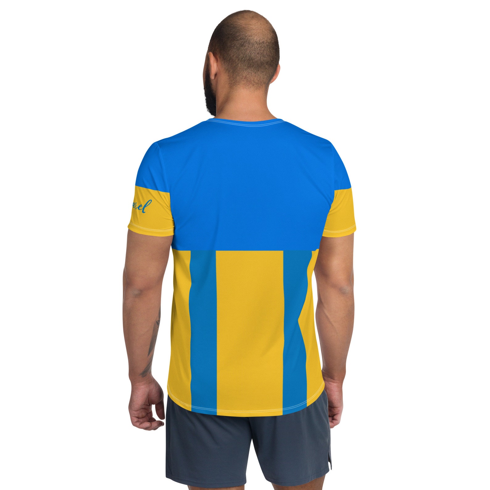Sky Blue / Yellow Men's Designer Athletic T-shirt - Etsy