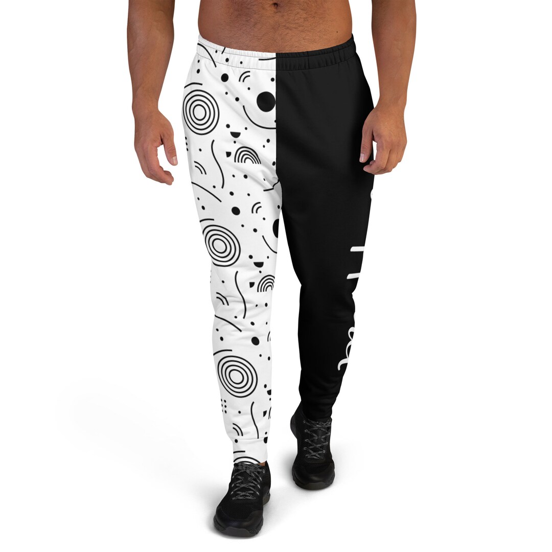 Black / White Abstract Men's Designer Joggers - Etsy