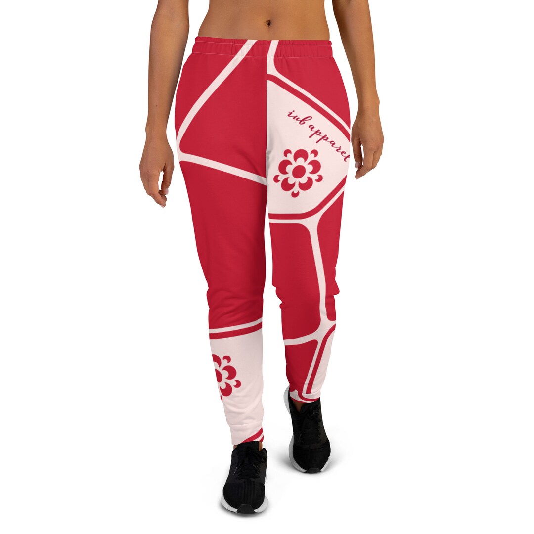 Red / White Abstract Women's Designer Joggers - Etsy