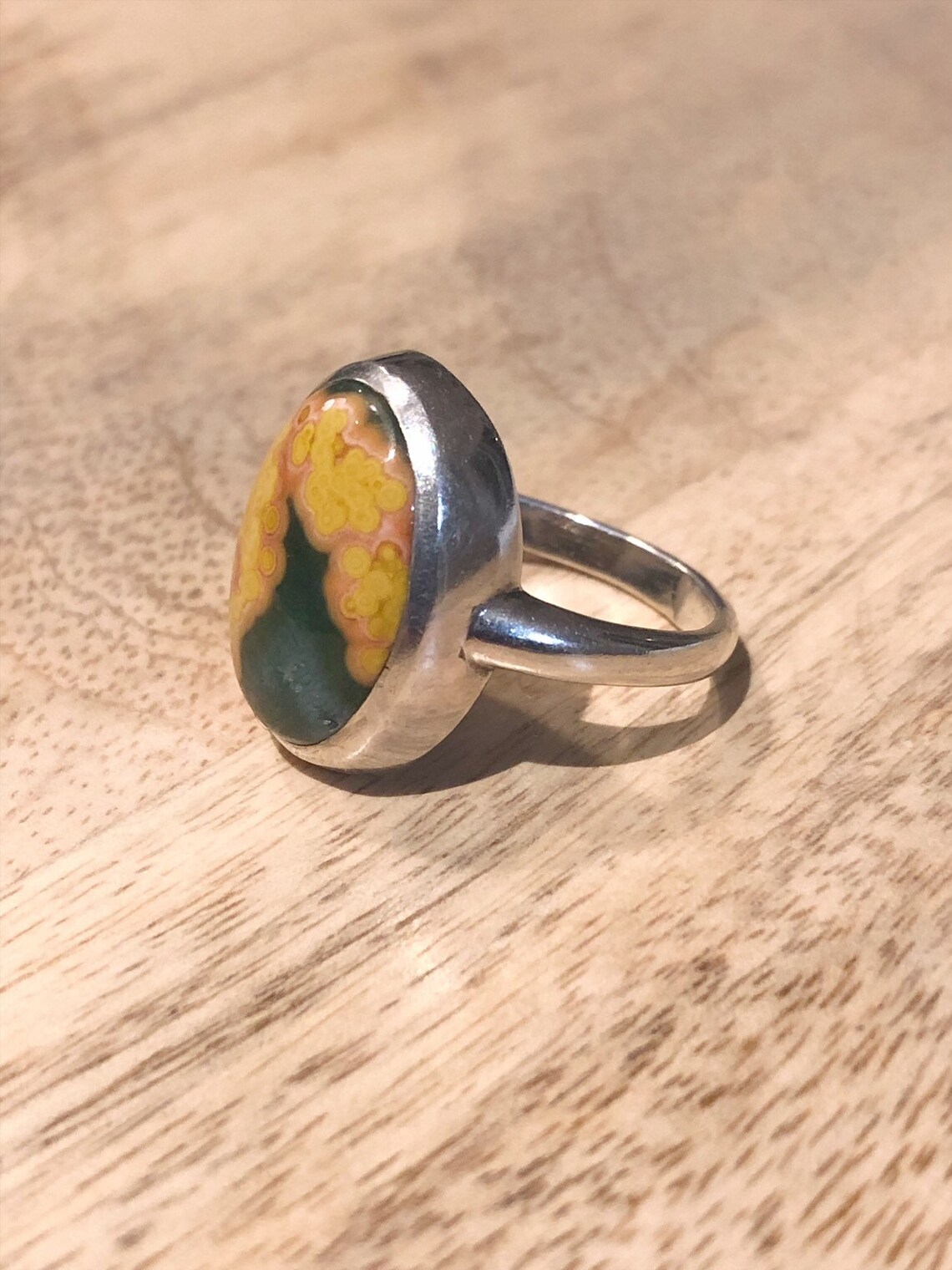Jasper Ring, Natural Stone, 925 Silver, Statement Ring, Large Stone ...