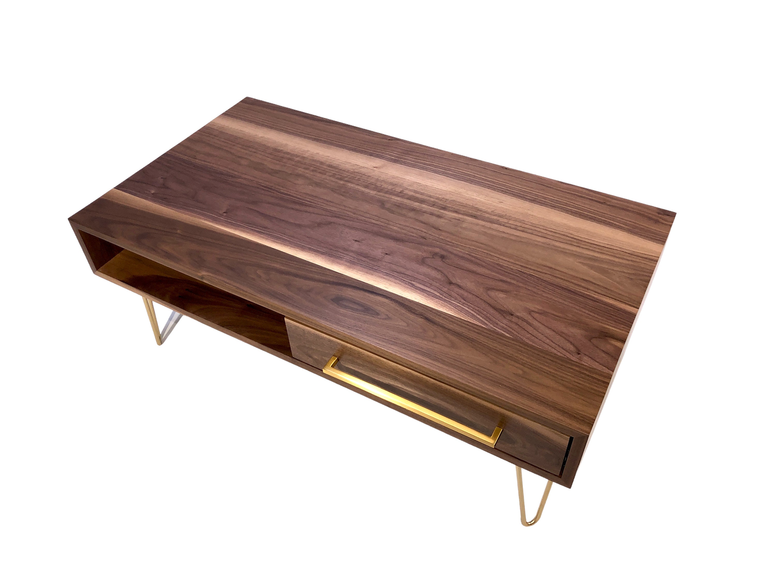 Mid Century Modern Coffee Table With 1 Drawer and Brass - Etsy