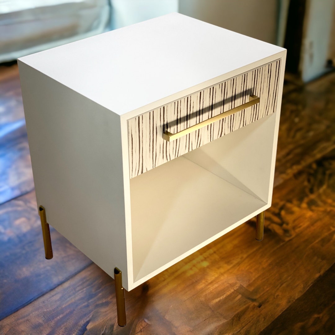 Modern Side Table/nightstand in White With 1 Drawer. Handcrafted by ...