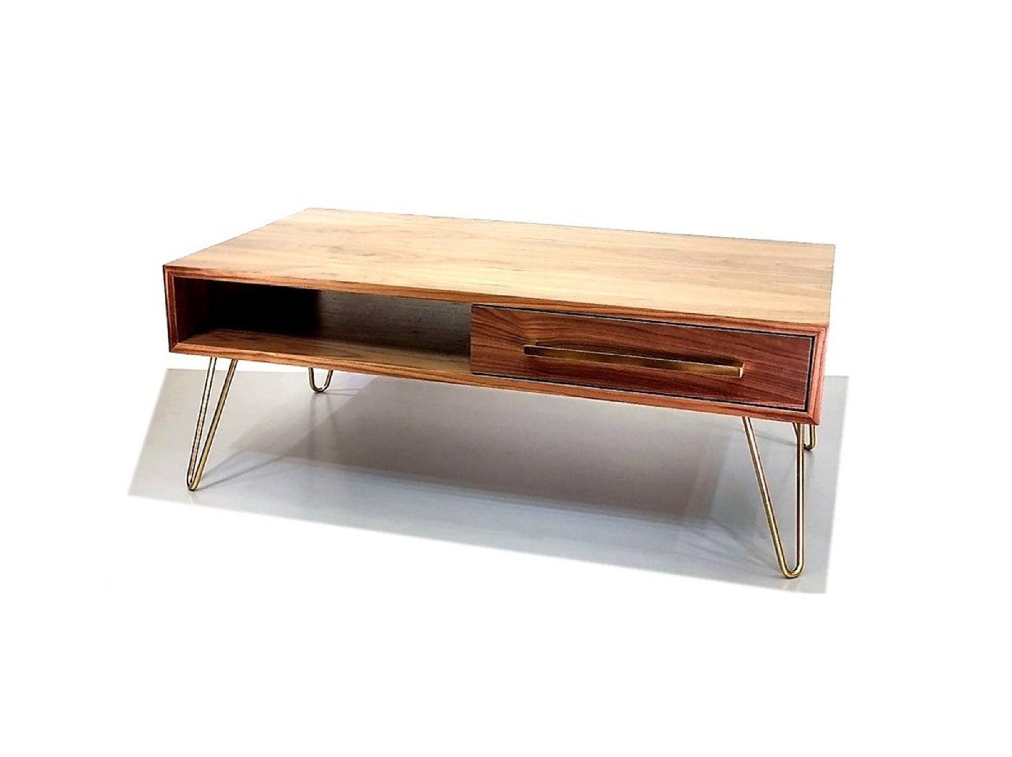 Mid Century Modern Coffee Table With 1 Drawer and Brass | Etsy