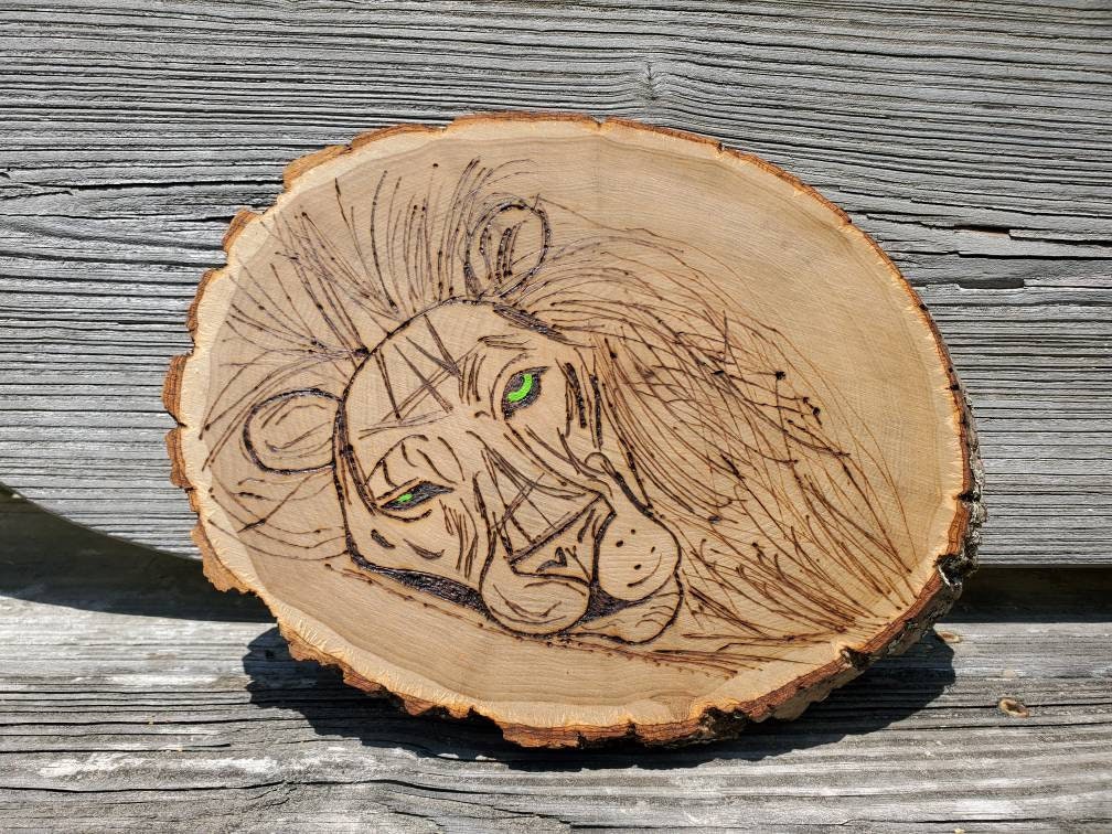 Lion Art Lion Pyrography Lion Decor Rustic Lion Decor | Etsy