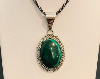 Navajo Artist Benson Boyd Signed Vintage Large Malachite Pendant Etsy